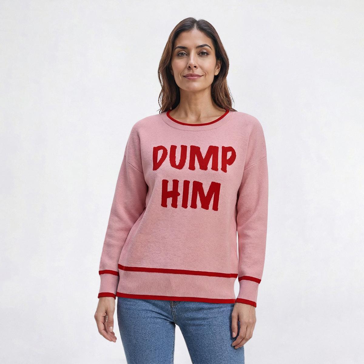 Click here for Womens Rio & Rian Long Sleeve Dump Him Sweater prices